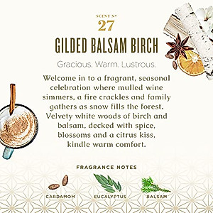 Caldrea Scented Candle, Made with Essential Oils and Other Thoughtfully Chosen Ingredients, 45 Hour Burn Time, Gilded Balsam Birch Scent, 8.1 oz , natural