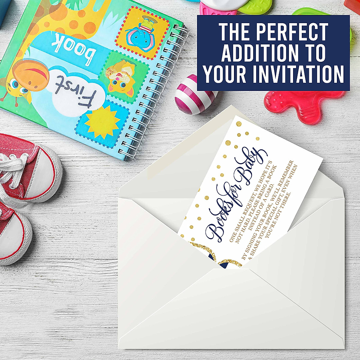 25 Books for Baby Shower Request Cards - Nautical Baby Shower Invitation Inserts, Baby Shower Book Request Baby Shower Guest Book Alternative, Bring A Book Instead of A Card, Baby Shower Book Request