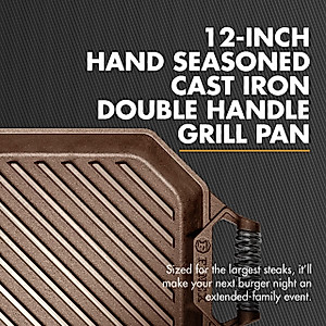 FINEX 12" Cast Iron Grill Pan, Modern Heirloom, Handcrafted in The USA, Pre-Seasoned with Organic Flaxseed Oil