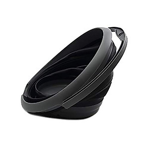 SAMMART 10L (2.64Gallon) Collapsible Fishing Bucket - Foldable Round Tub - Portable Plastic Water Pail - Space Saving Outdoor Waterpot - Trunk Organizer (1, Grey/Black)