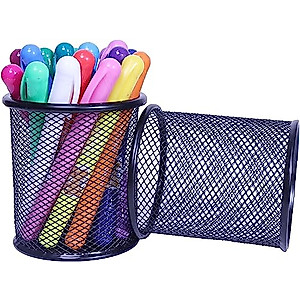 SNOW COOLER Pen Holder Mesh Pencil Holder Metal Pen Holder Pencil Holder for Desk Office Pen Organizer Black, 4 Pack