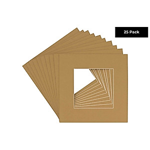 8x8 Mat for 12x12 Frame - Precut Mat Board Acid-Free Rattan Beige 8x8 Photo Matte For a 12x12 Picture Frame, Premium Matboard for Family Photos, Show Kits, Art, Picture Framing, Pack of 25 Mats