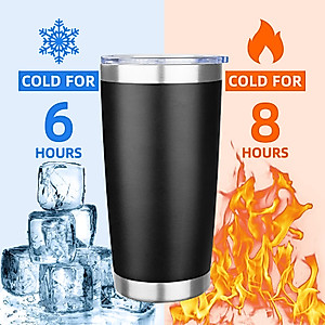 20oz Tumbler with Lid Stainless Steel Insulated Tumblers Travel Coffee Tumbler Bulk Double Wall Vacuum Insulated Water Cup Christmas Gifts for Women Men Her Him Home Office (Black, 1pack)
