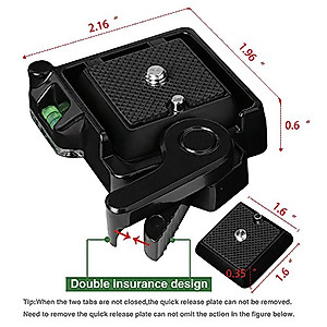 Konsait Camera Camcorder Tripod Monopod Ball Head QR-40 Quick Release Plate Clamp Adapter with Plate Double Insurance Button for DSLR Camera Tripod Ball Head