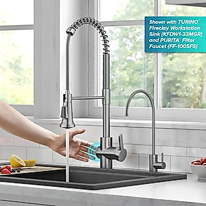 KRAUS Britt Touchless Sensor Commercial Pull-Down Single Handle Kitchen Faucet in Spot Free Stainless Steel, KSF-1691SFS