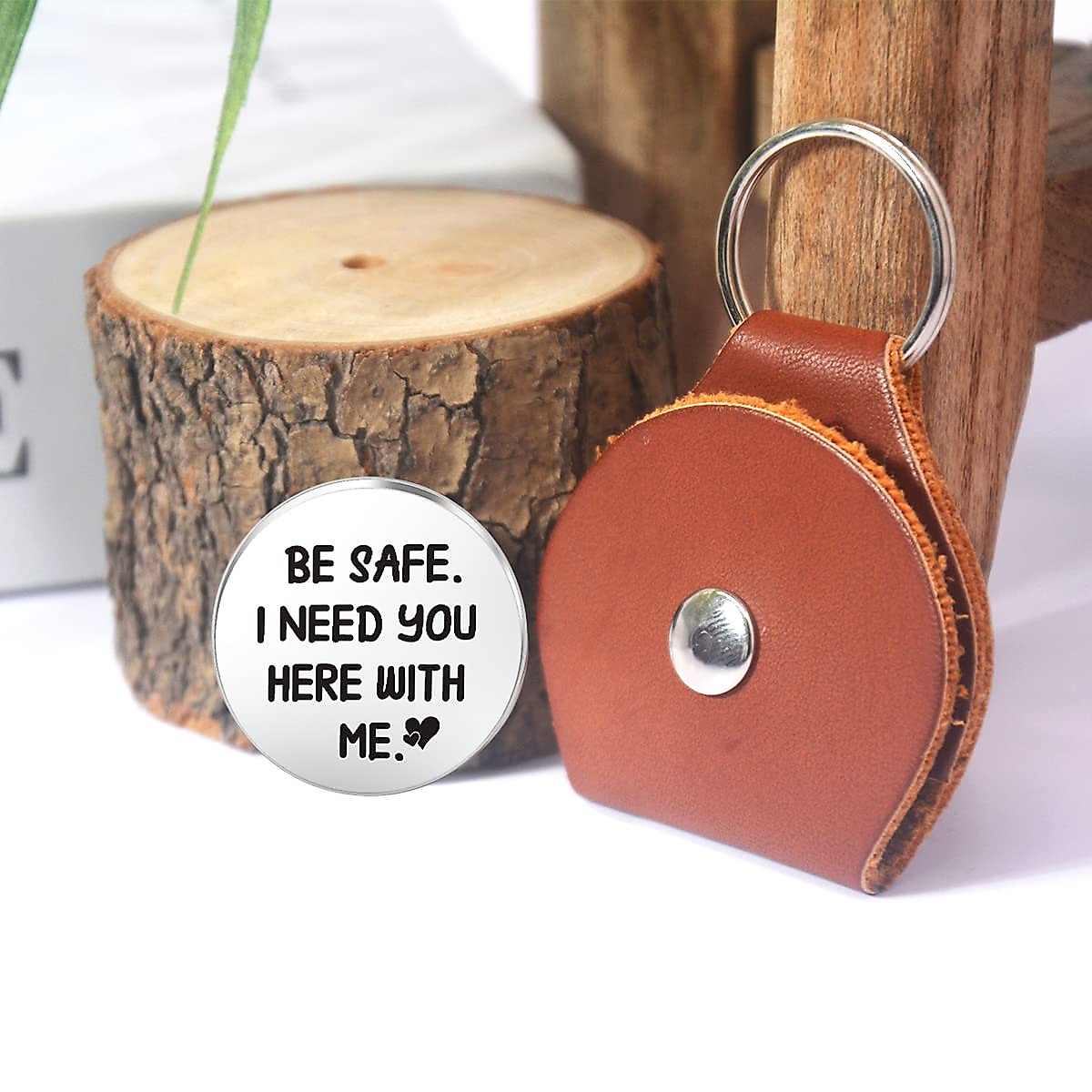 z-crange Be Safe I Need You Here With Me Pocket Hug Token Gift, Long Distance Relationship Keepsake Stainless Steel Double Sided, Valentines day Pocket Hug Token Gift for Boyfriend Husband Dad