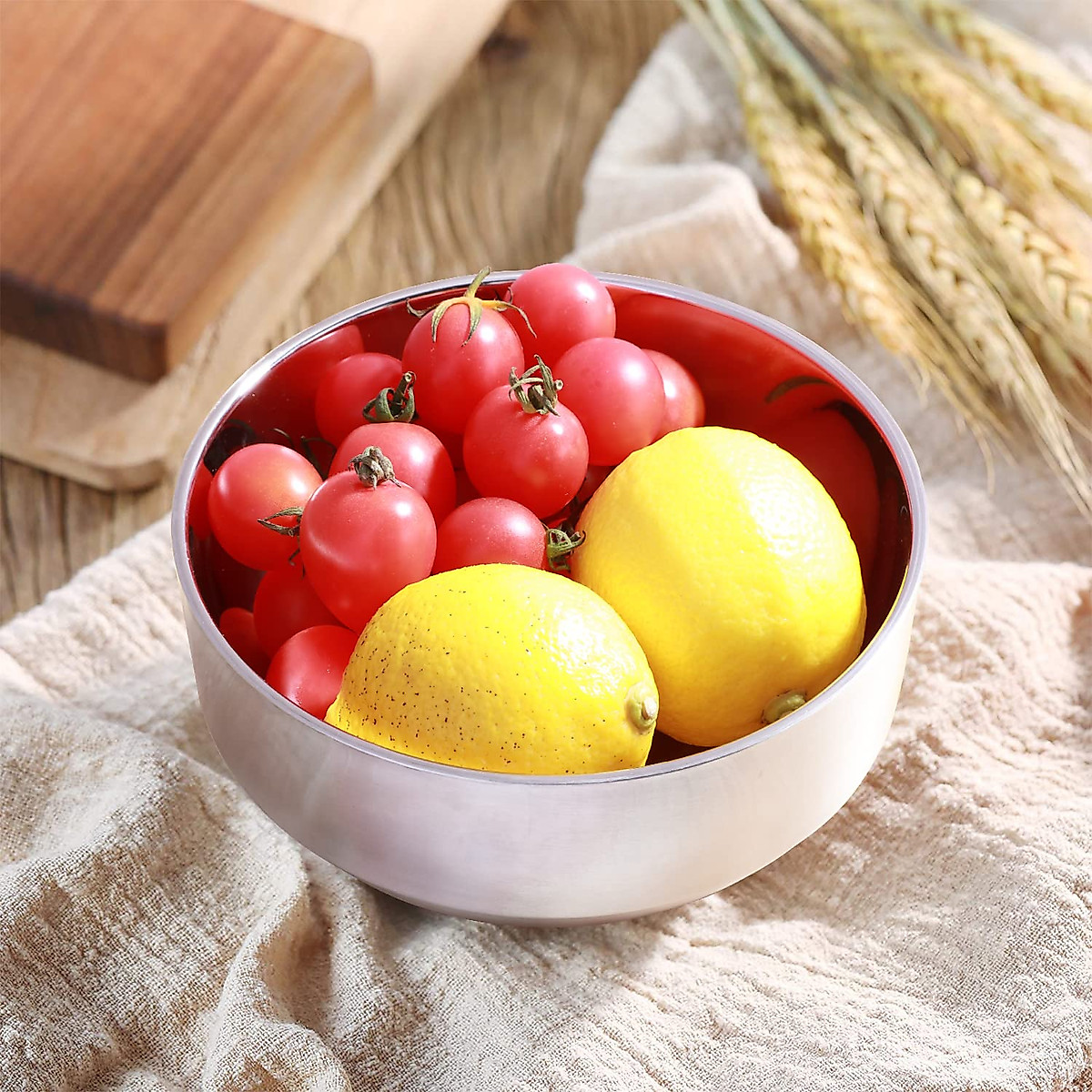 Aiilmidani 10 Pack Stainless Steel Bowls, 12 Oz Insulated Soup Bowls Snacks Bowls Lightweight Salad Bowls, 304 Double-walled Metal Bowls Serving Dishes for Sauces, Rice, Noodles, Ice Cream, 11.5cm