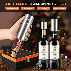 Bsteciar Rechargeable Electric Wine Openers Set,Cordless One-click Automatic Electric Wine Bottle Opener,Aerator, Vacuum Stoppers, Foil Cutter and Bottle Opener for Home Bar and Outdoor Parties