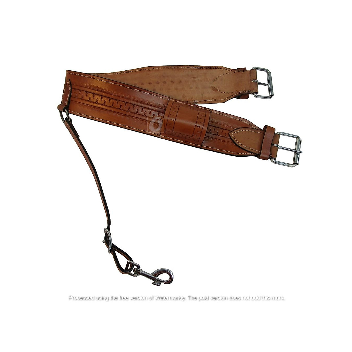 Back Cinch Snake Tooled Brown Leather Rear CINCHES Flank Western Horse Girth