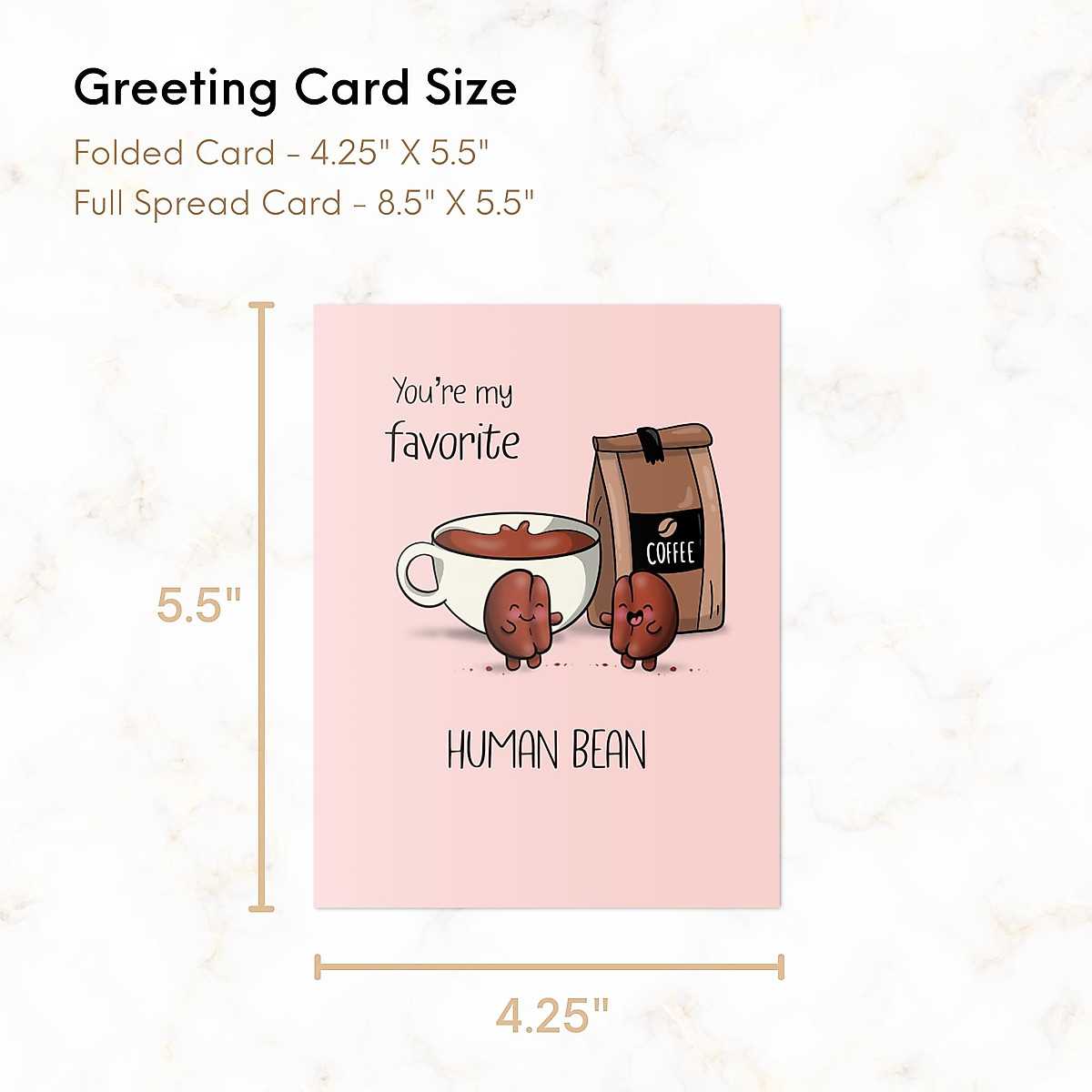 ALY LOU Cute Anniversary Card, Mothers Day Card Mom, Birthday Card for Her Him / Girlfriend Wife / Husband Boyfriend, Kawaii Greeting Card (Favorite Human Bean)