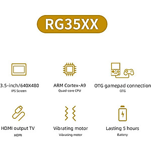 RG35XX Handheld Game Console with 5000 Games, 3.5inch IPS OCA Screen Linux System Chip Cortex-A9 Portable Handheld Nostalgic Arcade Retro Game Machine, 64g, 2100mAh (RG35XX Gray)