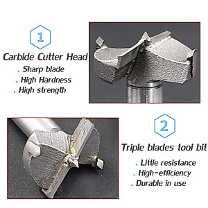 DONJON Forstner Drill Bits Set,Precision Shear Serrated Edge Wood Drilling Forstner Bit,4Pcs(15-40mm) Auger Opener Drilling Wood Plastic Plywood with Round Shank.