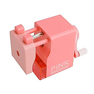 Manual Pencil Sharpener Hand Crank Pencil Sharpener for School,Classroom,Office,Time-Saving and Portable,Kid Friendly(Pink, Manual)