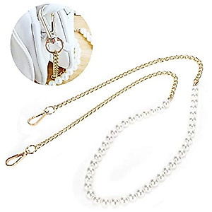 Imitation Peal Chain Handle Wallet Crafts Making Metal with Lobster Clasp Accessories for Making Handbag Purse Substitute 43.3Inch