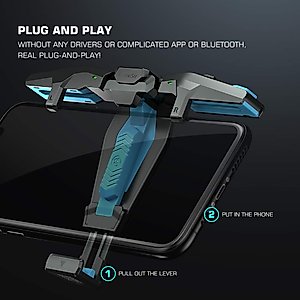 GameSir Mobile Triggers,Mobile Game Controllers F4 Falcon,Foldable Plug and Play Gaming Trigger for iOS and Android Phone(PUBG/Fortnite/Rules)（4.5-6.5 inch ） [android]