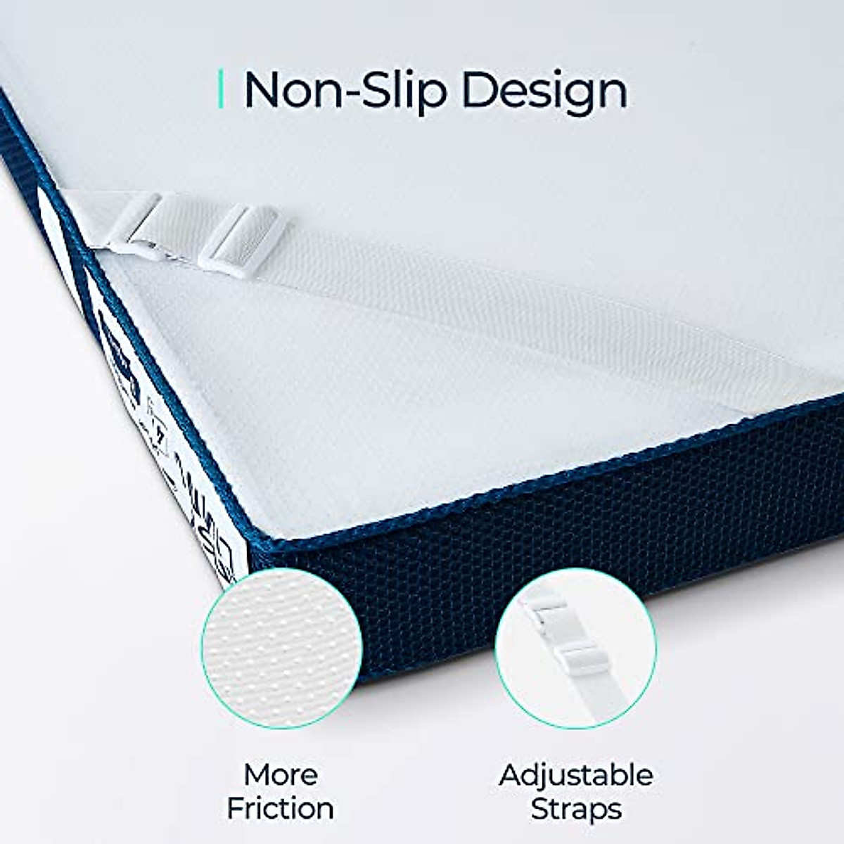 LINSY LIVING Queen Mattress Topper, 3 Inches Dual Layer Firm Memory Foam for Pressure Relief, Removable and Washable Tencel™ Cover, Adjustable Straps, CertiPUR-US Certified, Oeko-TEX, Queen Size