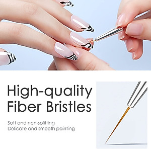 Modelones Nail Art Brushes, Liner Brushes 5Pcs Thin Nail Brush Set for Nail Art Nails Gel Polish Painting Designs with Hexagonal Shape Easy Hold 5/7/9/11/20mm