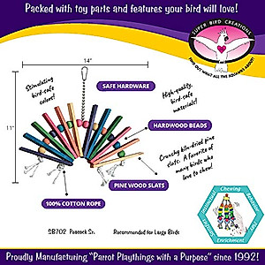 Super Bird Creations SB702 Peacock Sr. Bird Toy, Large Bird Size, 14” x 11” x 1.5”