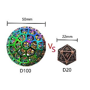 D100 Metal Dice DND Dungeons and Dragons Polyhedral 100 Sided RPG Large Giant D&D Board Game Pathfinder Shadowrun Roleplaying Dice (Colorful)