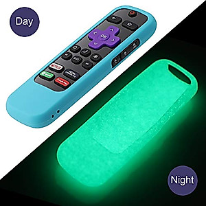 [Nightglow Blue] Case for Roku Express Remote, Akwox Light Weight [Anti Slip] Shock Proof Silicone Cover for Roku Express/Roku Premiere RC68/RC69/RC108/RC112 Standard IR Remote [Lanyard Included]