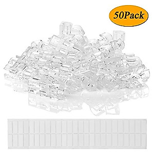 SOULWIT 50 Pcs Self Adhesive Cable Management Clips, Cable Organizers Sticky Wire Clips Cord Holder for TV PC Laptop Ethernet Cable Desktop Home Office (Large,Transparent)