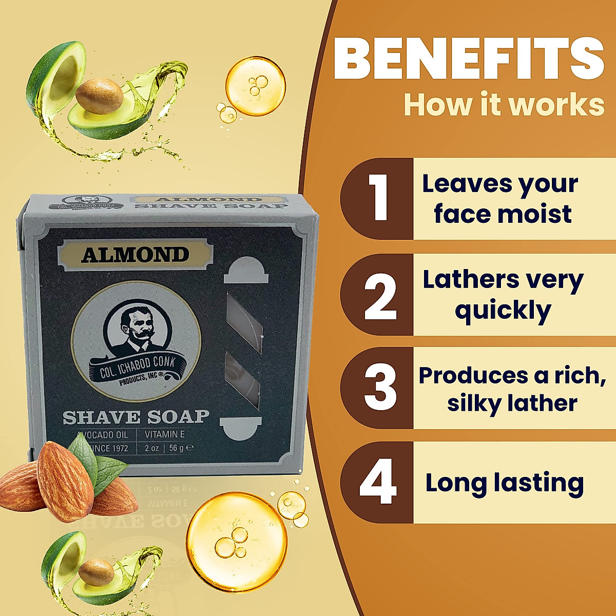 COL CONK ALMOND SUPER BAR SHAVE SOAP