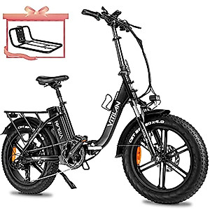 VITILAN U7 Electric Bike Adults Folding Fat Tire Ebike 750W Motor 28MPH Step-Thru 16AH Removable LG Battery Electric Bicycle 20 inch Foldable E-Bike Shimano 7-Speed