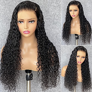 Lace Front Wigs Human Hair 13x4 Deep Wave Lace Front Wigs Human Hair Pre Plucked 22 Inch Deep Wave Lace Frontal Human Hair Wigs for Black Women 180 Density Glueless Brazilian Human Hair Wigs (22inch)