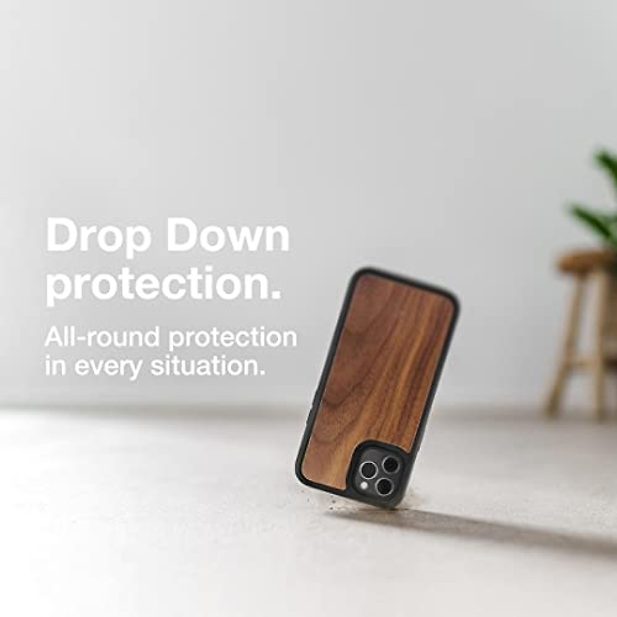 Woodcessories - Magnetic Bumper Case Compatible with iPhone 12 Pro Max case with Magnet, Made of Wood, Walnut