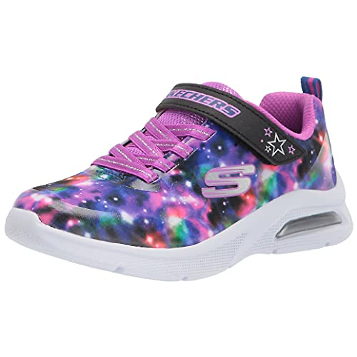 Skechers Girls Microspec Max - Spiral Galaxy Sneaker, Blue Multi, 4