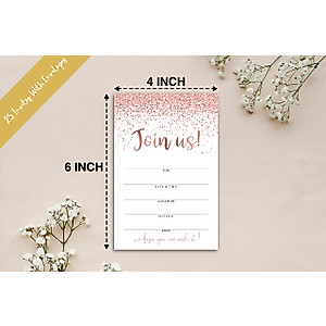 mermermu Join Us Invitations with Envelopes - Pink Rose Gold All Occasion Invitations For Bridal or Baby Shower, Wedding, Engagement, Birthday, Anniversary, 25 Invites With Envelopes - 003JOIN