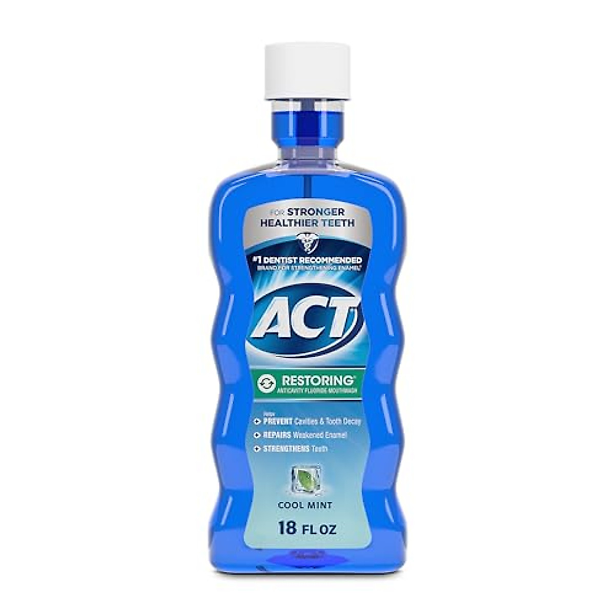 ACT Restoring Fluoride Mouthwash 18 fl. oz. Strengthens Tooth Enamel, Cool Mint