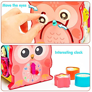 ChuburD Baby Toys Activity Center,8 in 1 Multi-Functional Baby Activity Cube,with Pink and Blue(Random Colors),Montessori Learning Musical Toys for Infant 18 Months and Up,Boy Girl Gifts,No Batteries