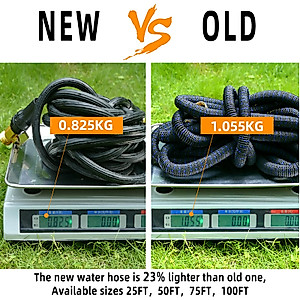 Expandable Garden Hose,New Upgrade Water Hose with Lightweight Rubber Fabric and Triple Layer Latex Core, 3/4" Solid Brass Fittings, No-Kink, Retractable Flexible Hose with Spray Nozzle (50FT, Black)