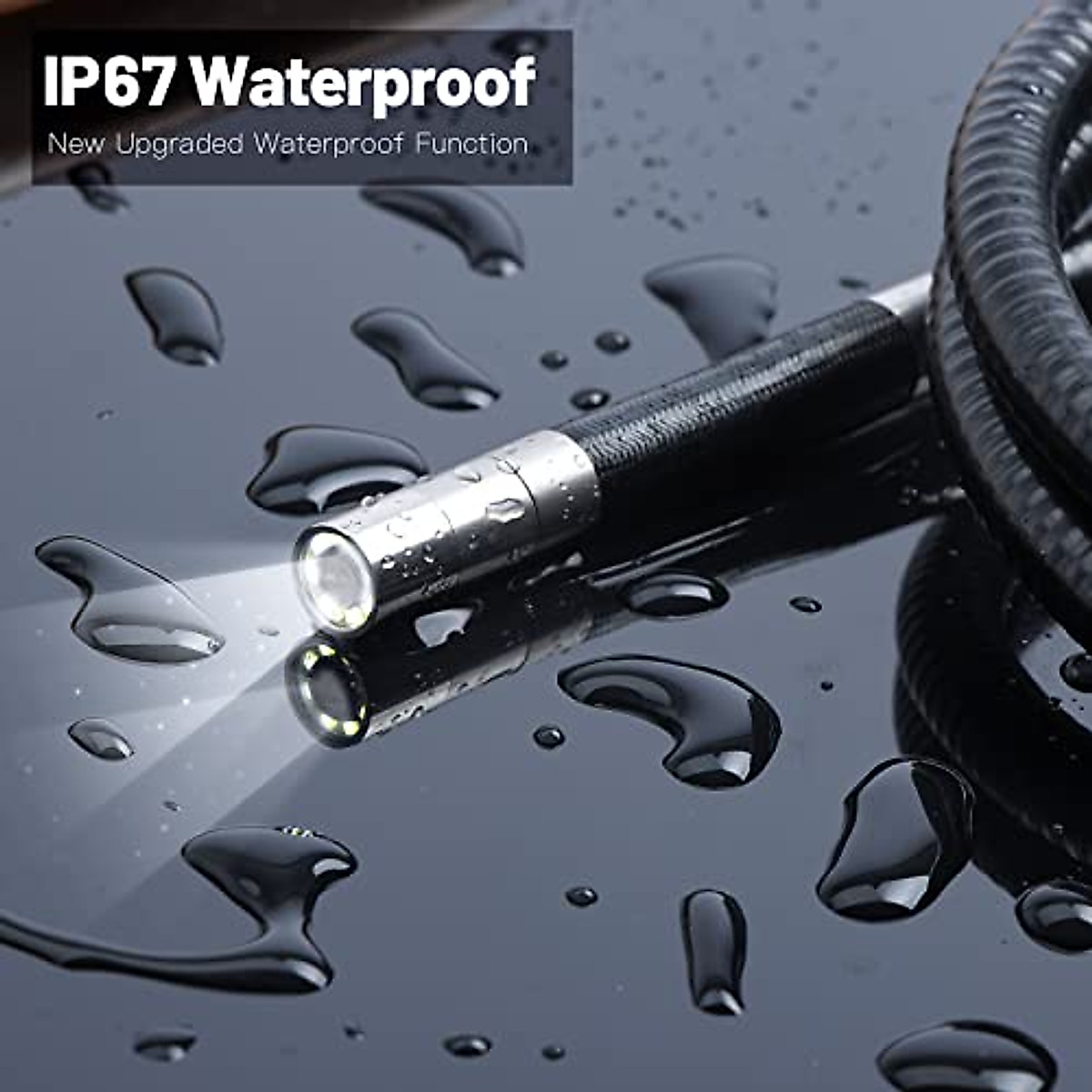 Articulating Borescope with 8 Adjustable LED Light, Ralcam 8.5mm/0.33inch Borescope Inspection Camera with Two-Way Articulated Head,HD 1080P Endoscope Automotive Scope for Smartphone&iPhone