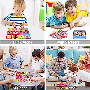 LELEMON Puzzles for Kids Ages 4-8,Donut Puzzle 100 Piece Puzzles for Kids in a Metal Box, Educational Kids Puzzles Jigsaw Puzzles 100 Piece Puzzle Games Puzzle Toys for Girls and Boys
