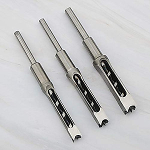Rowiz 3pcs Woodworking Square Hole Drill Bits Mortising Chisel Set, Countersink Bits Woodworker Hole Saw Power Tool Kits Tool Set 9/16, 5/8, 3/4-Inch
