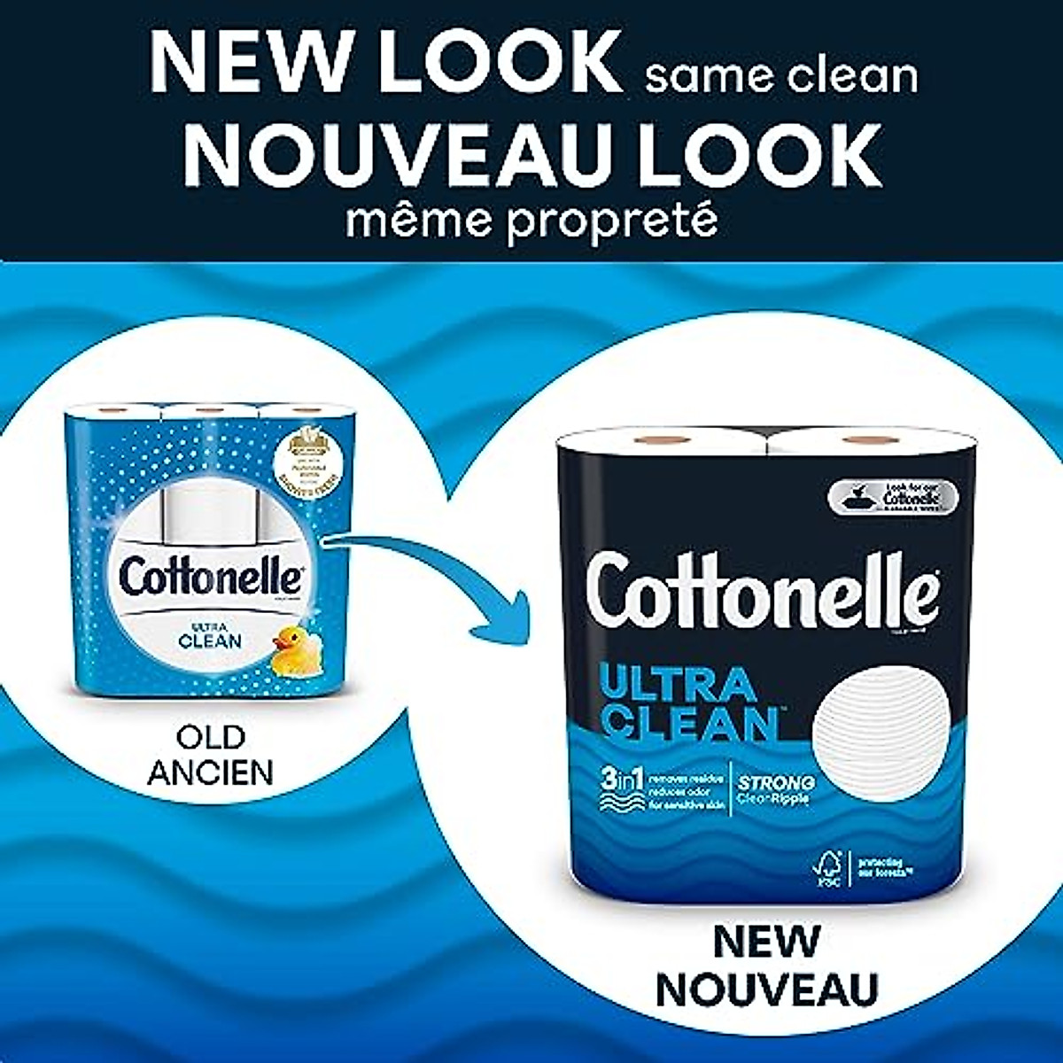 Cottonelle Ultra Clean Toilet Paper, 1-Ply, Strong Tissue, 36 Mega Rolls (312 Sheets per Roll), Packaging May Vary