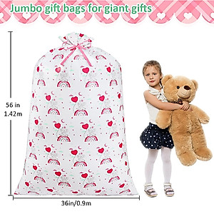 kamachic 2 Pcs Extra Large Baby Shower Plastic Gift Bags 56 inches, Jumbo Gift Bags Baby Elephant Design With Ribbon, for Giant Gifts, Wrapping Paper Boy, Bridal Shower, Birthday Party