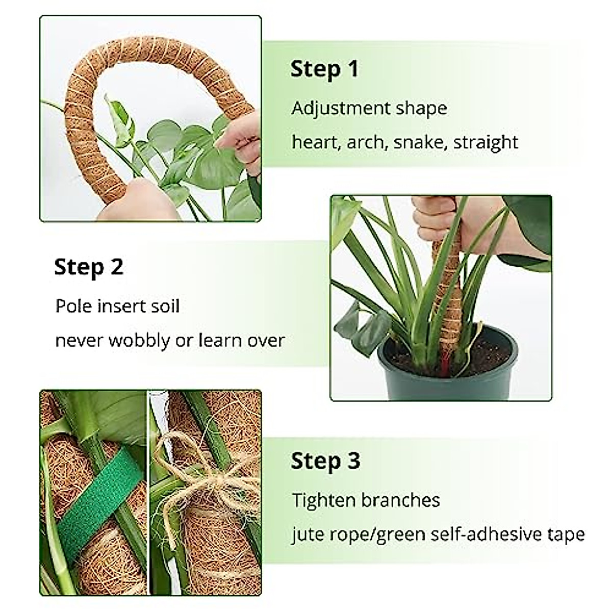 47 Inch Moss Pole for Plants Monstera, Moss for Potted Plants Bendable Plant Stakes for Indoor Plants, Handmade Coco Coir Monstera Plant Support for Plants Grow Upwards