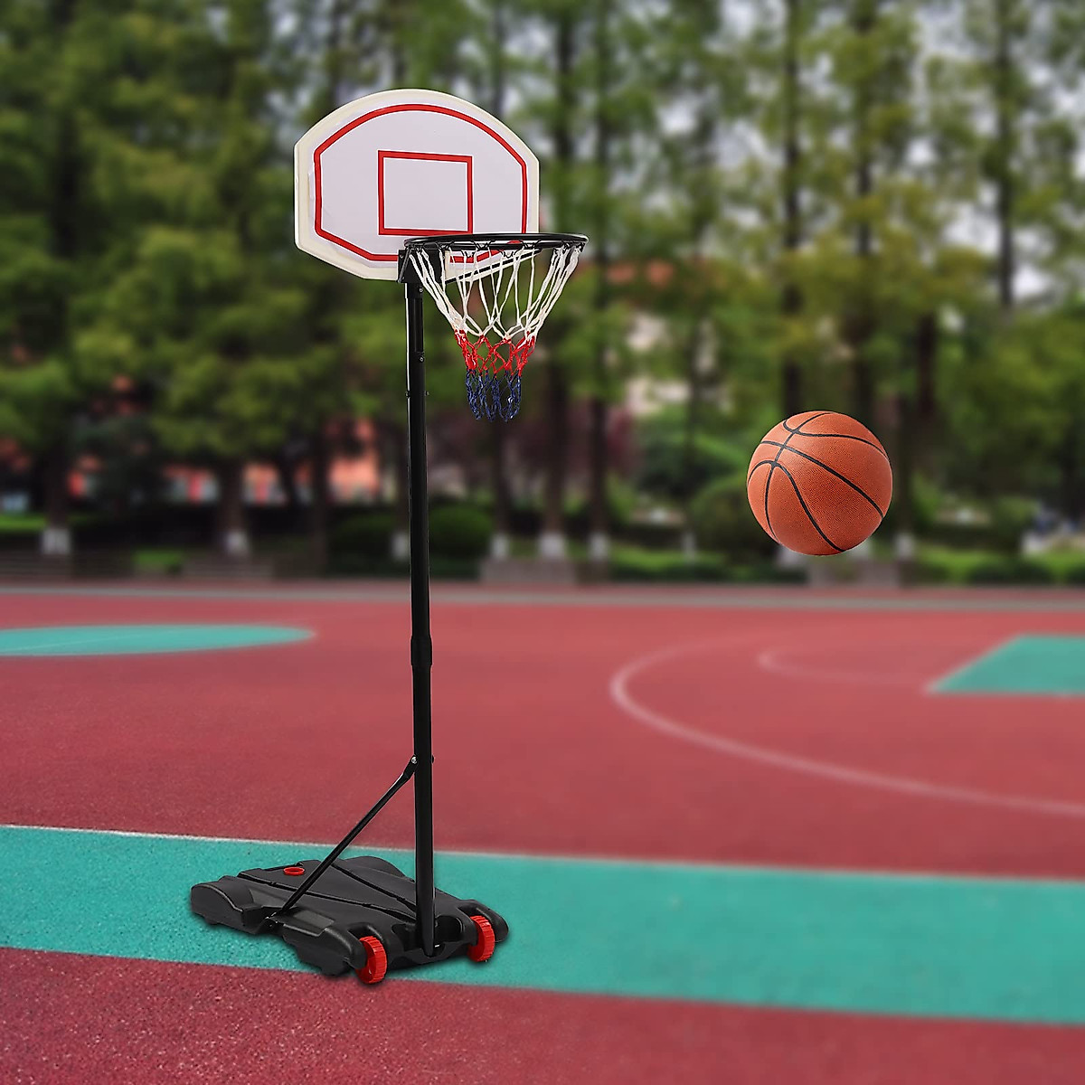 Basketball Hoop 5.8ft-7ft Height Adjustbale Basketball Stand with 2 Wheels Portable Basketball System Basketball Equipment for Indoor Outdoor
