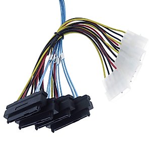 EDIMS Mini SAS to SAS Cable Internal Breakout Cable SFF-8087 to SFF-8482 with 4X Molex Power Connectors for Raid Controller to Hard Drive 3.3FT