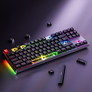 havit Mechanical Keyboard, TKL Mechanical Gaming Keyboard Wired LED Rainbow Backlit Keyboards Red Switches 80% 87 Keys Compact for PC Gaming Computer
