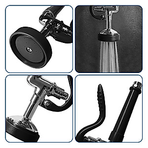 Commercial Sink Sprayer Valve with 45" Pre Rinse Hose, Pre Rinse Sprayer with Flexible Stainless Steel Hose Assembly for Commercial Kitchen Faucets, Black