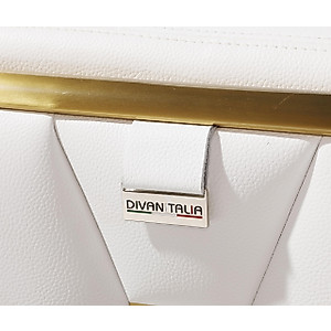 Blackjack Furniture Milo 89" Top-Grain Italian Leather Sofa, Contemporary Design Living Room Couch with Brazilian Wood Frame, Stainless Steel Legs & High-Density Foam Cushioning, White