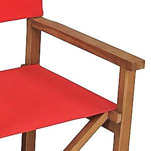 vidaXL Director's Chairs 2 Pcs, Foldable Director's Chair with Fabric Seat Cover, Folding Camping Chair for Outdoor Lawn, Solid Wood Teak Red