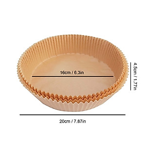 HJCC Air Fryer Disposable Paper Liner,100PCS Inside Diameter 6.3''Outer Diameter 7.9''Non-Stick Air Fryer Liners Round, Oil-proof, Water-Proof, for Air Fryer Baking Roasting Microwave (100, A)