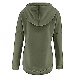 Baralonly Hoodies for Women, Womens Button Down Pullover Shirts Casual Long Sleeve Drawstring Sweatshirts Tops with Pocket