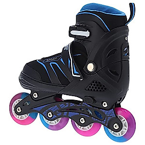 Zerone Roller Skates, Children Adjustable Roller Skates Colorful Stable Wheel Inline Skates for Girls Boys Outdoor Use, Triple Protection S/M/L(S-Blue)