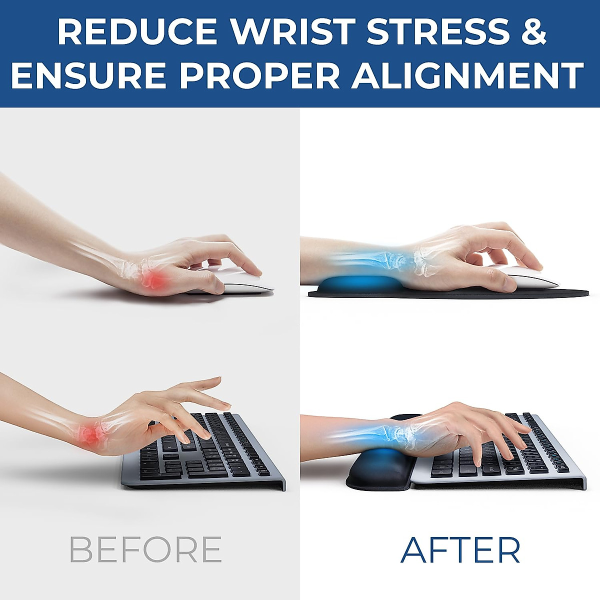 Everlasting Comfort Mouse Pad with Wrist Support - Includes Keyboard Wrist Rest - Ergonomic Memory Foam Desk Cushion for Carpal Tunnel - Computer, Laptop, Typing and Gaming Accessories